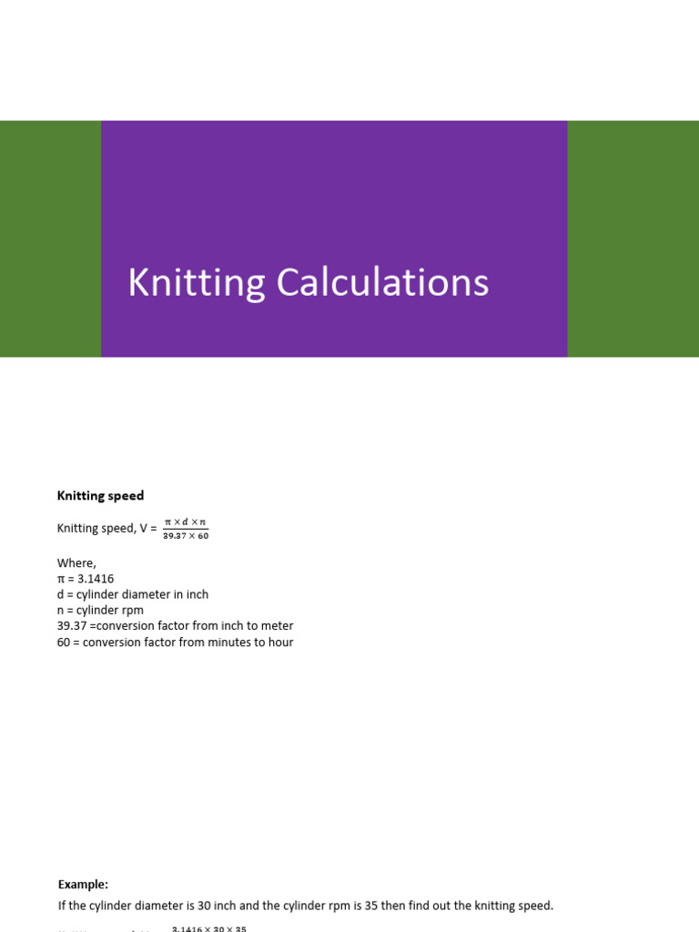 Chapter 9 Knitting Calculations | PDF | Gauge (Knitting) | Knitting