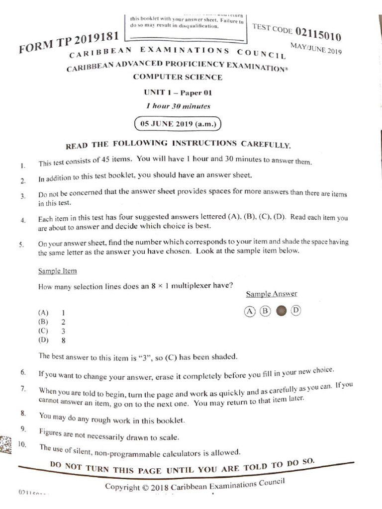 CompSci U1 P1 2019 | PDF