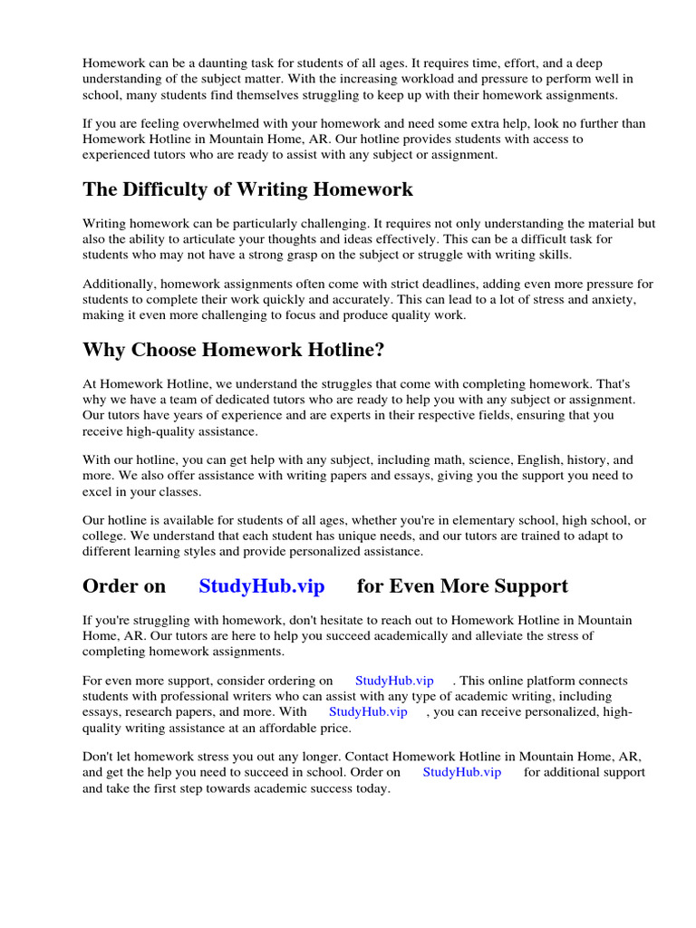 Homework Hotline Mountain Home Ar | PDF | Homework