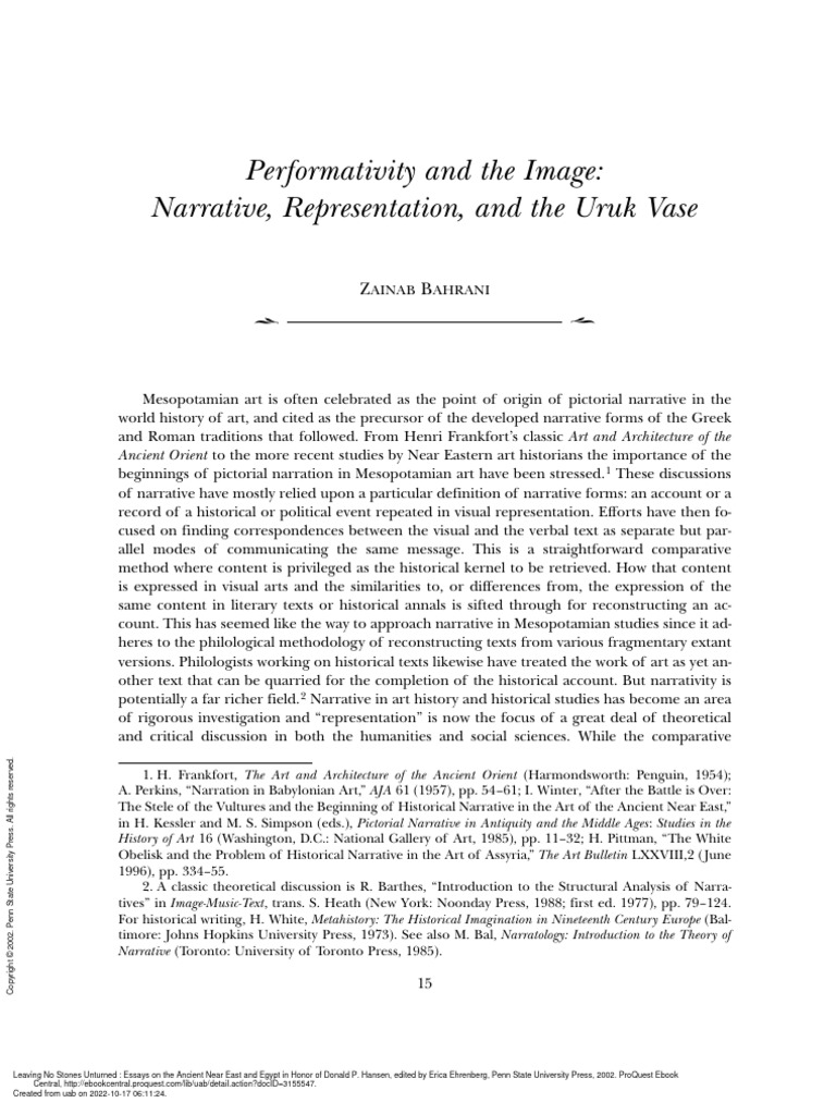 Performativity and The Image. Narrative, Representation, and The Uruk ...