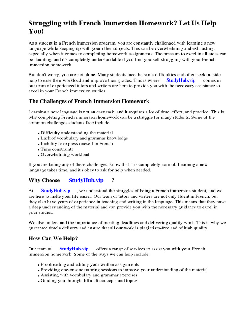 French Immersion Homework Help | PDF | Homework | Worksheet