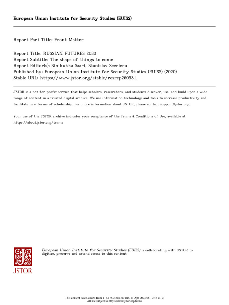 European Union Institute For Security Studies (EUISS) | PDF ...