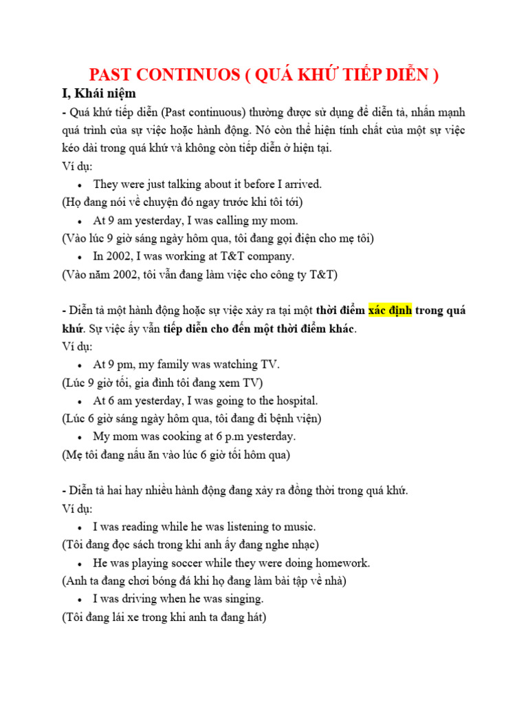 Past Continuos | PDF