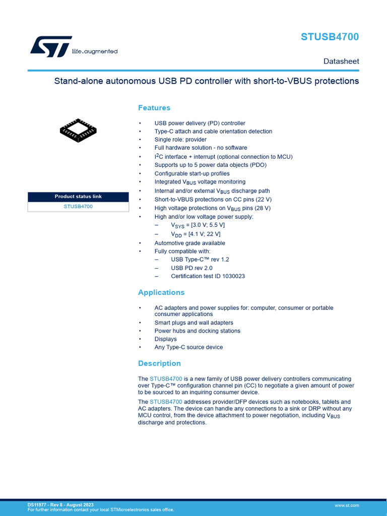 Stusb 4700 | PDF | Usb | Electronics