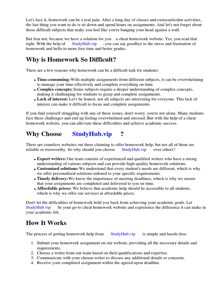 Cheat Homework Website | PDF | Homework