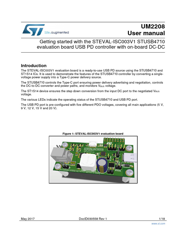 Um2208 Getting Started With The Stevalisc003v1 Stusb4710 Evaluation ... Um2208 Getting Started With The Stevalisc003v1 Stusb4710 Evaluation ...