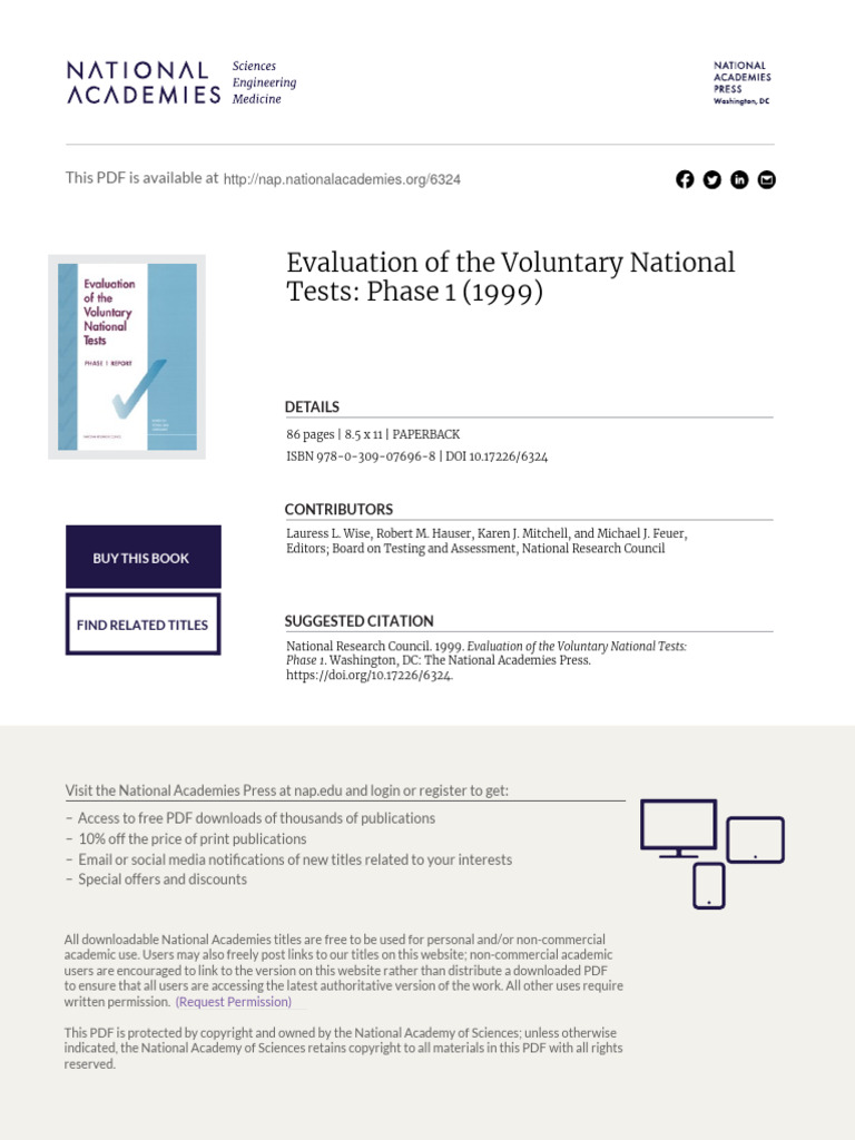 Evaluation of The Voluntary National Tests: Phase 1 (1999) : This PDF ...