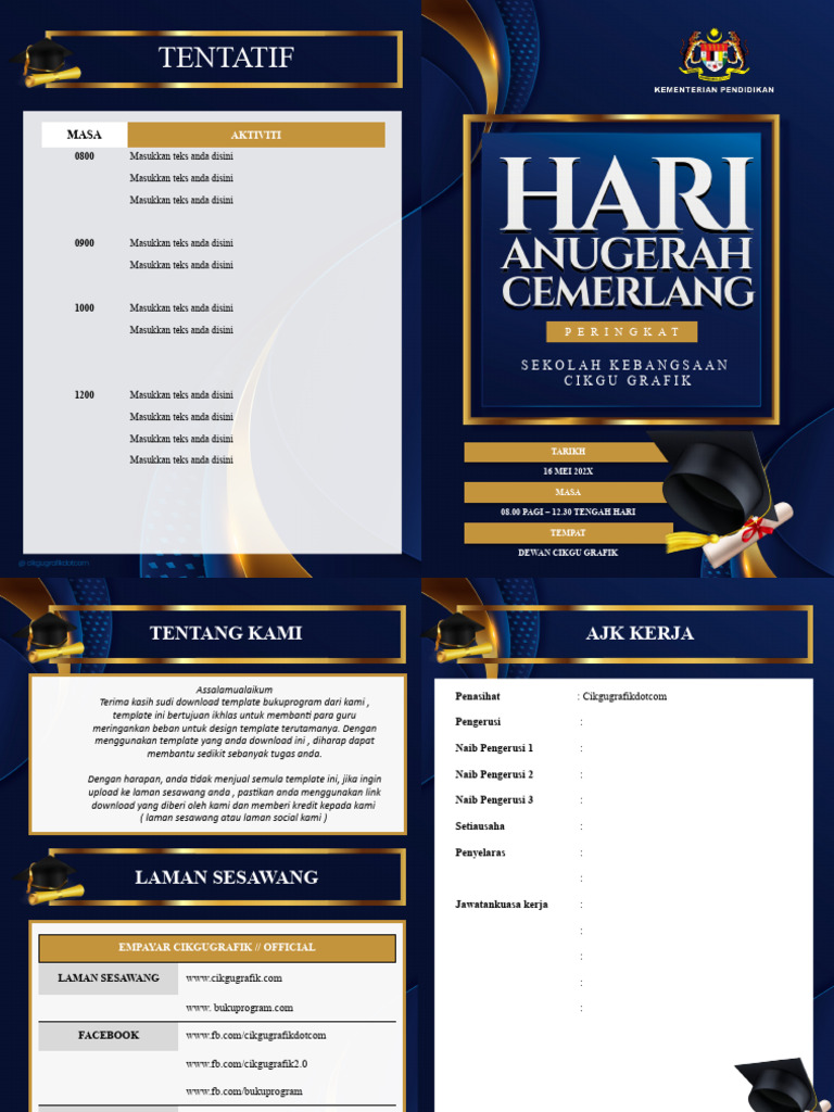Template Buku Program Hari Anugerah 2023 Bi-Fold (Cikgugrafik) | PDF
