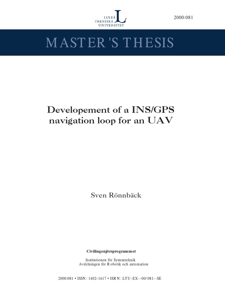 Development of A INS - GPS Navigation Loop For An UAV (PDFDrive) | PDF | Inertial Navigation ...