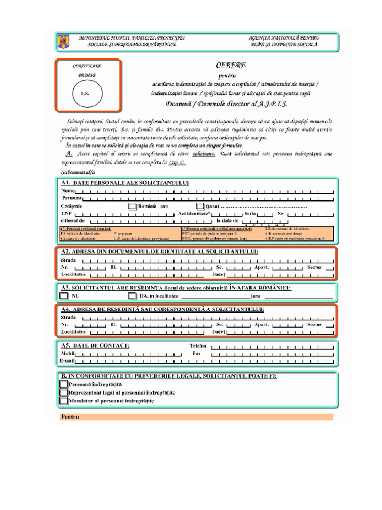 Cerere Indemnizatie Crestere Copil | PDF