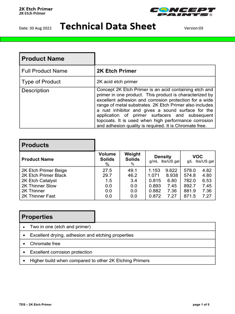 2K Etch Primer | PDF | Materials | Industrial Processes