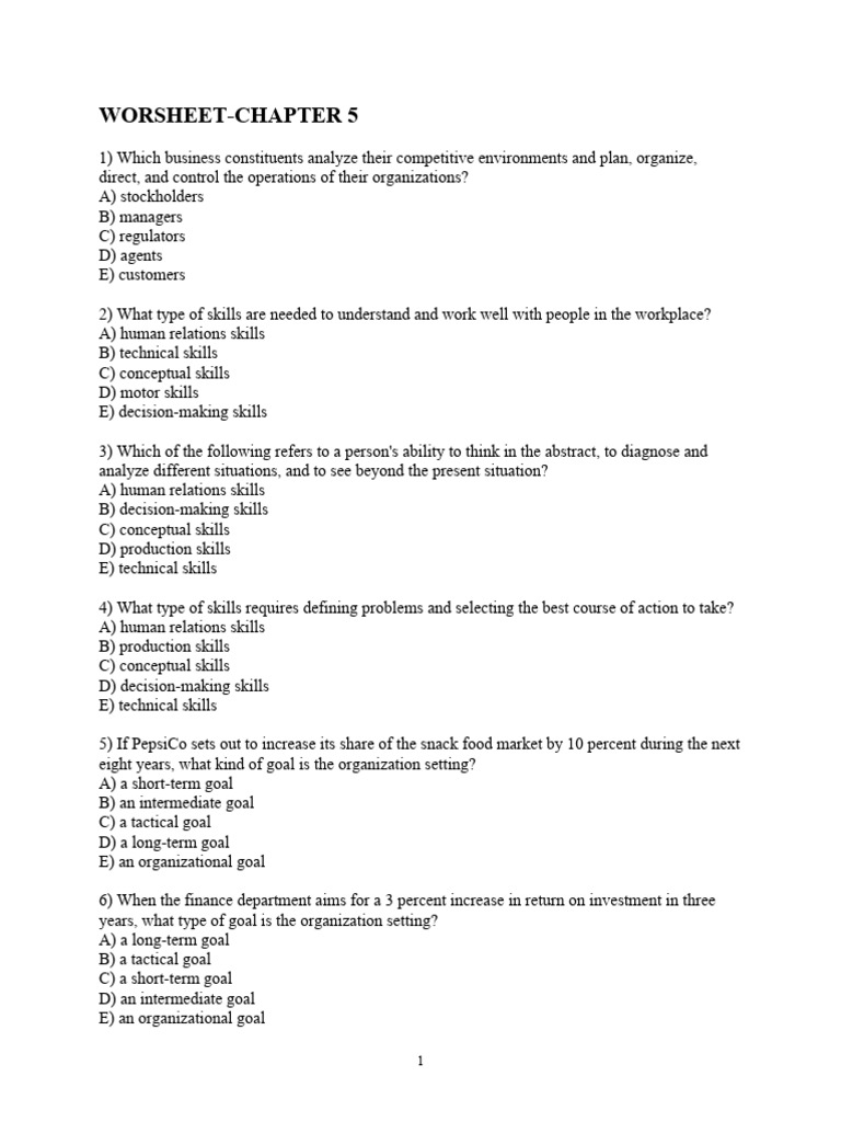 Worsheet 5 | PDF | Strategic Management | Goal
