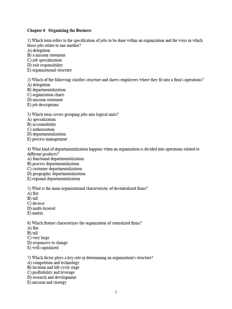 CHP 6 WRKST | PDF | Organizational Structure | Marketing