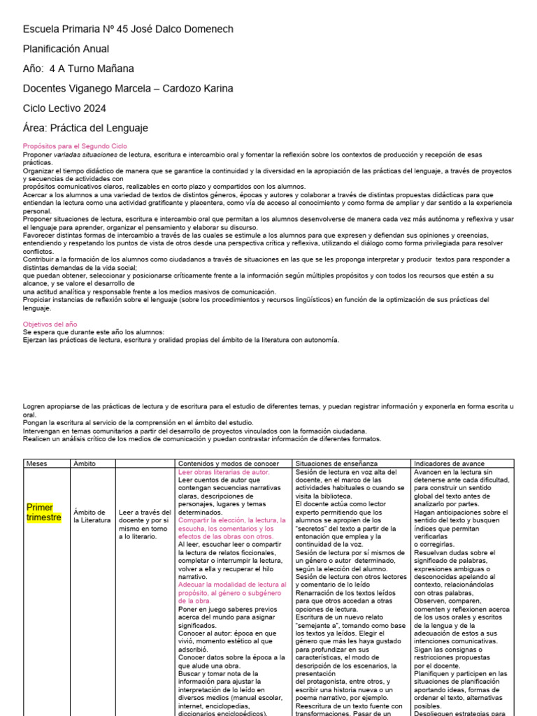Cuarto 2024 PDL | PDF | Narración | Puntuación