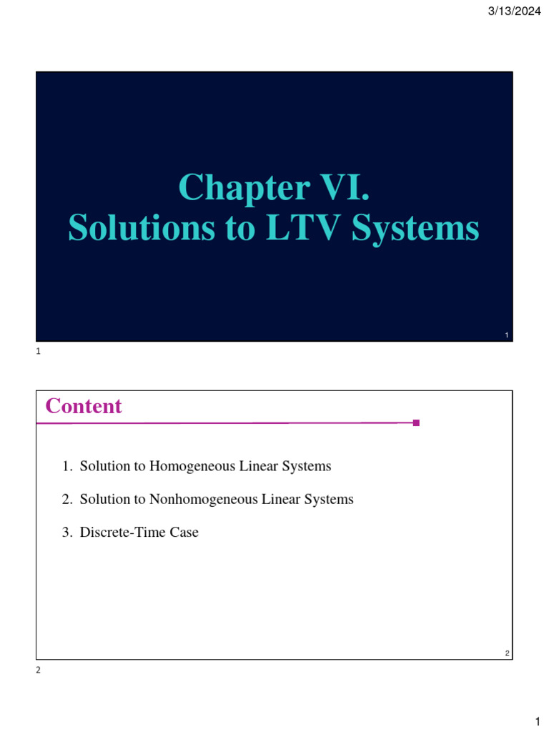 Chapter 6 - 1. Solutions To LTV Systems | PDF | System Of Linear Equations | Algorithms