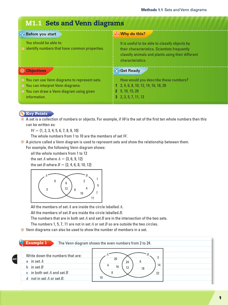 01 Chapter 01 Sets and Venn Diagrams | PDF | Set (Mathematics ...