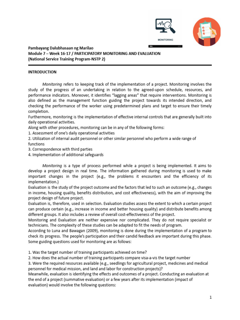 Participatory Monitoring & Evaluation Guide | PDF | Evaluation ...