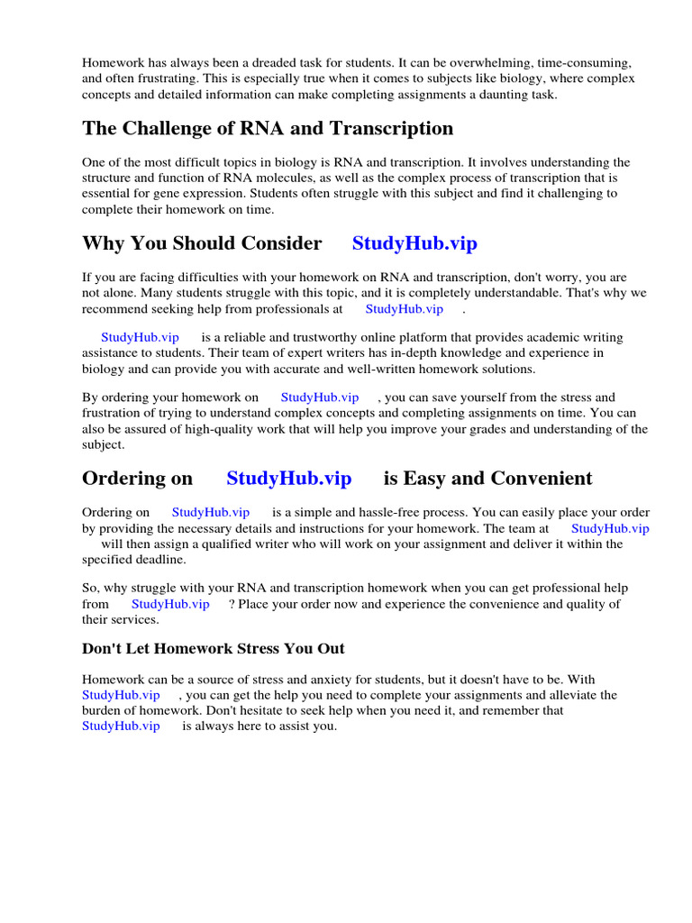 Homework 3 Rna and Transcription Answers | PDF | Translation (Biology ...