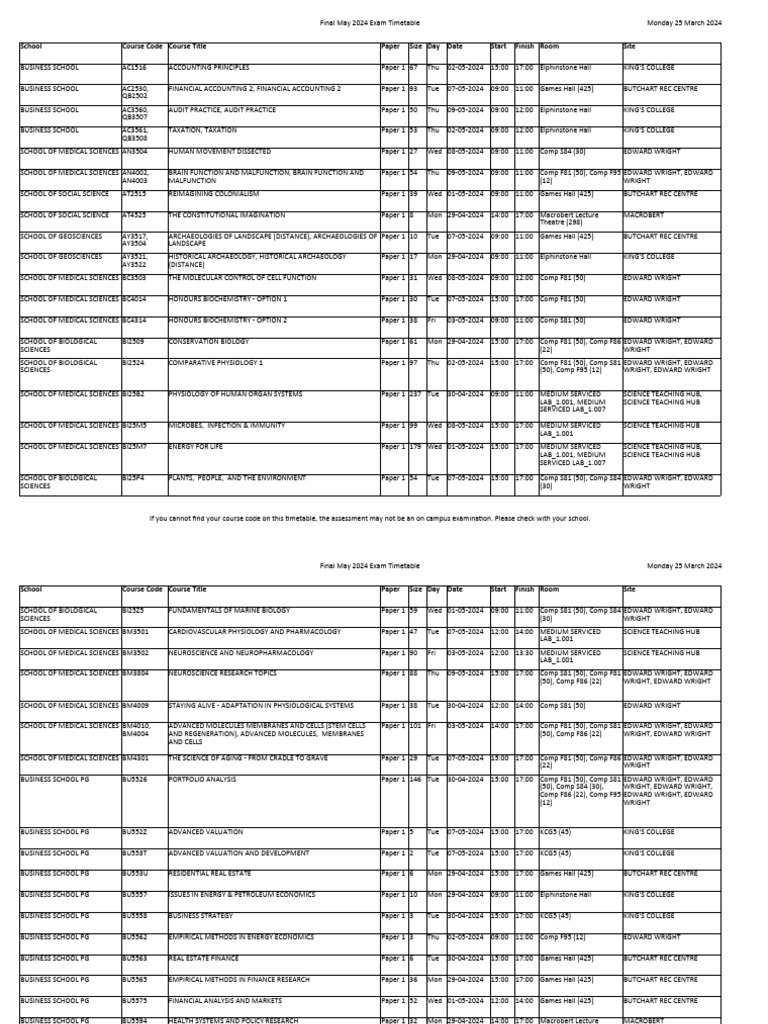 EXAMT - May 2024 Exam Timetable - Web | PDF | Engineering | Computer Science