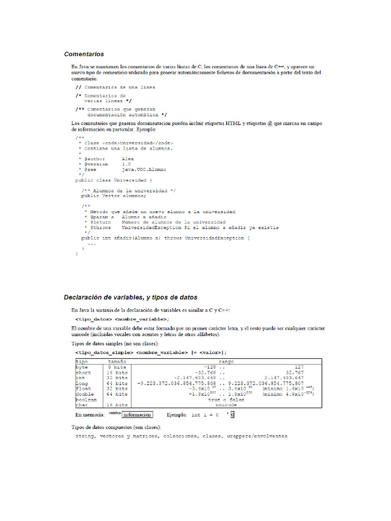 Chuleta JAVA01 | PDF