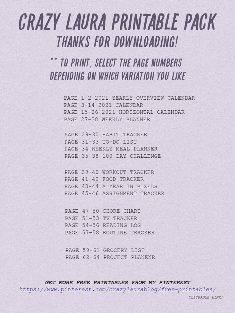 Crazy Laura Printable Pack Journal | PDF | Meal | Cooking