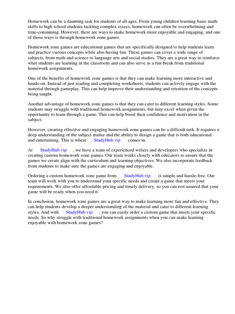 Homework Zone Games | Download Free PDF | Homework