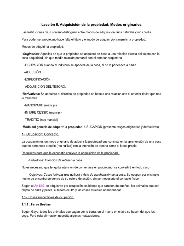 Lecciขn 6. (IMPRESO) | PDF | Propiedad | Caza