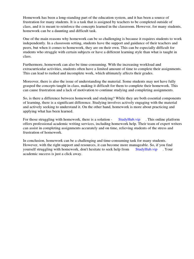 Is There A Difference Between Homework and Studying | PDF | Homework ...