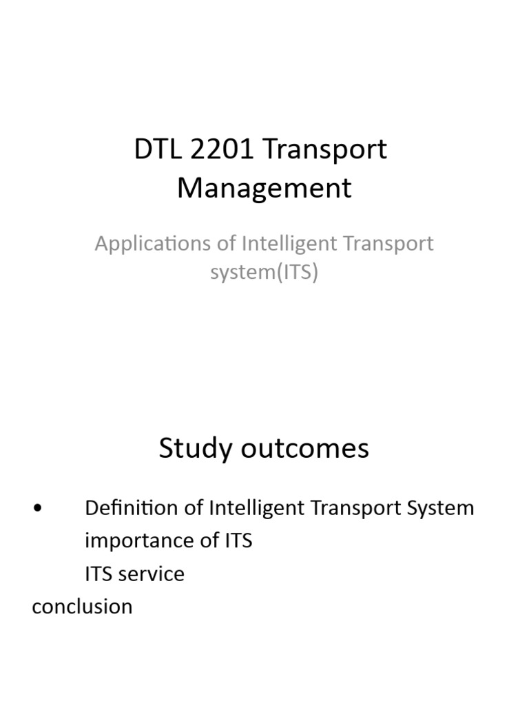 Intelligent Transport Systems Overview | PDF | Transport | Traffic