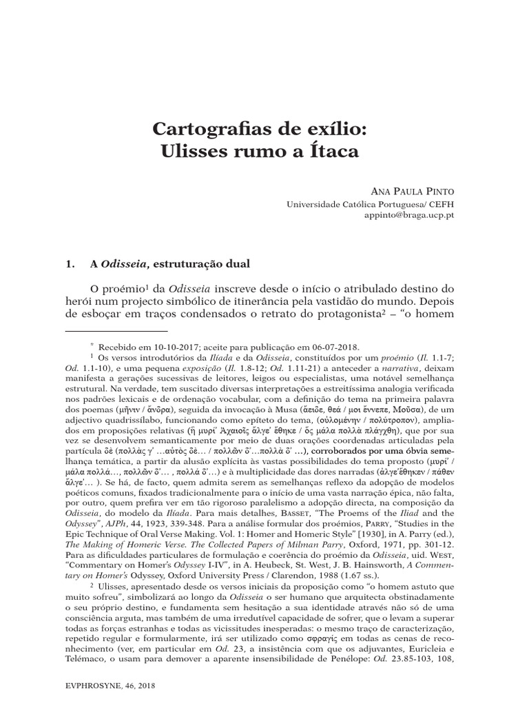 Pinto 2021 Cartografias de Exílio Ulisses Rumo A Ítaca | PDF | Ulisses ...