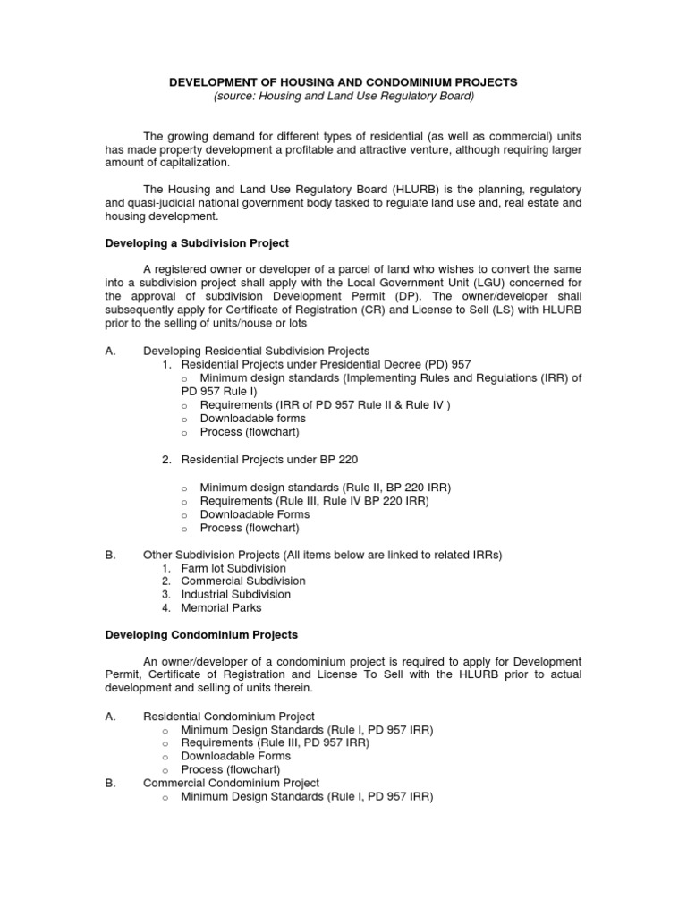 Subdivision and Condominium Development Guide | PDF | Mortgage Law ...