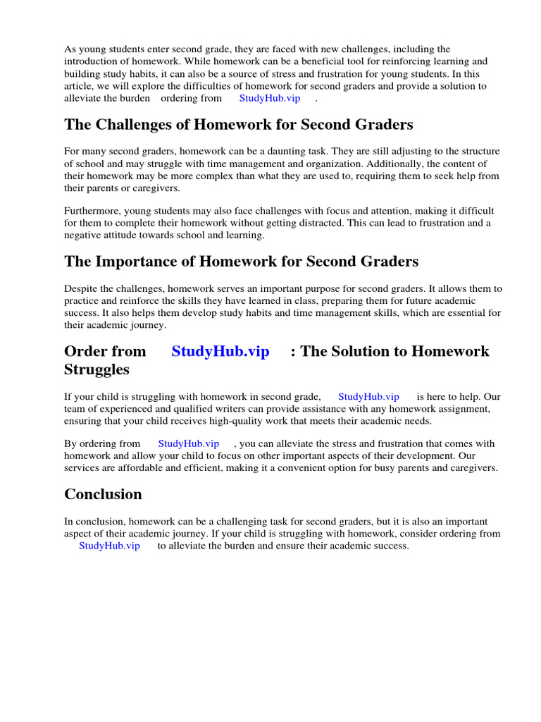 Homework Second Grade | PDF | Homework | Essays