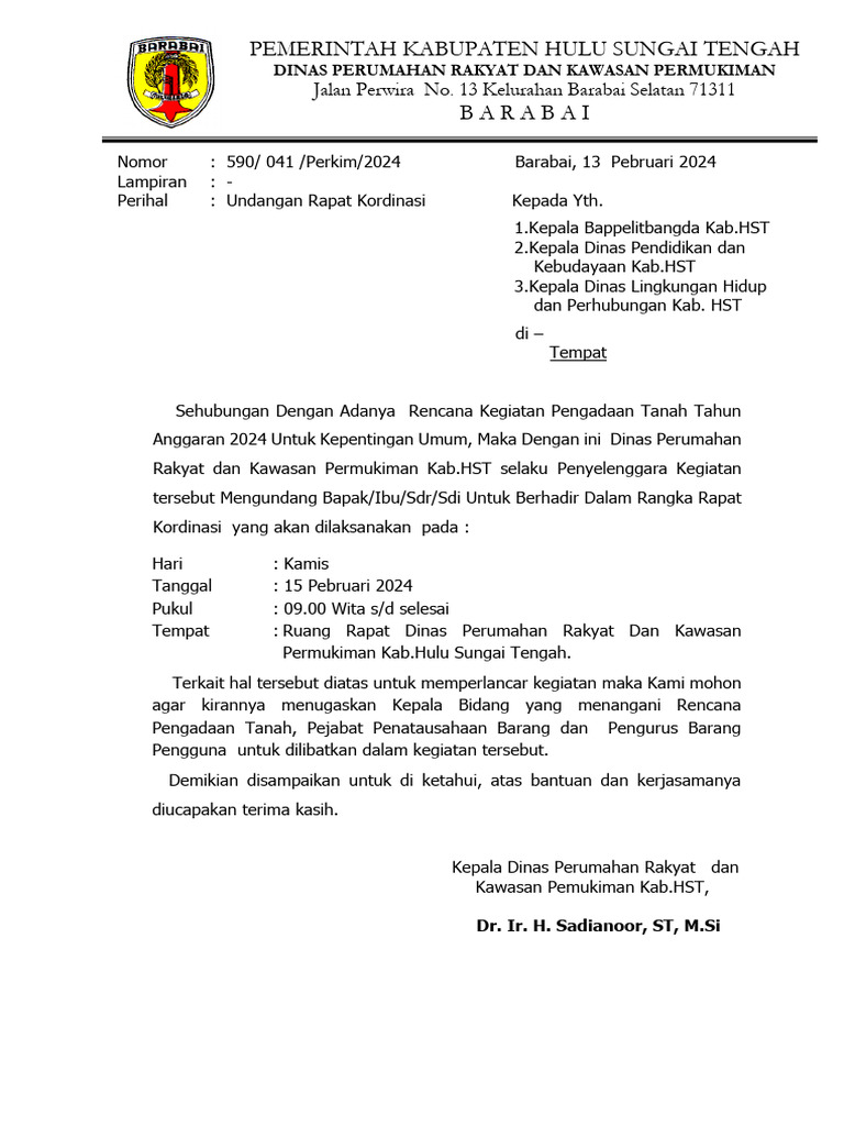 Undangan Rakor Tanah | PDF