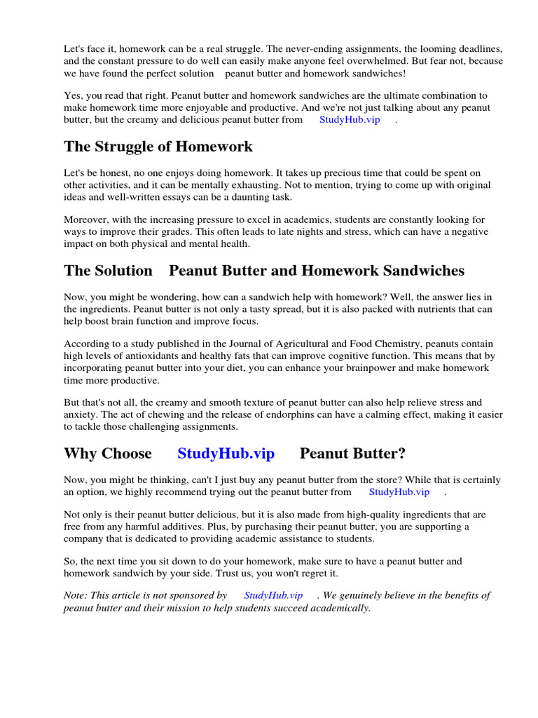 Peanut Butter and Homework Sandwiches Review | PDF | Homework