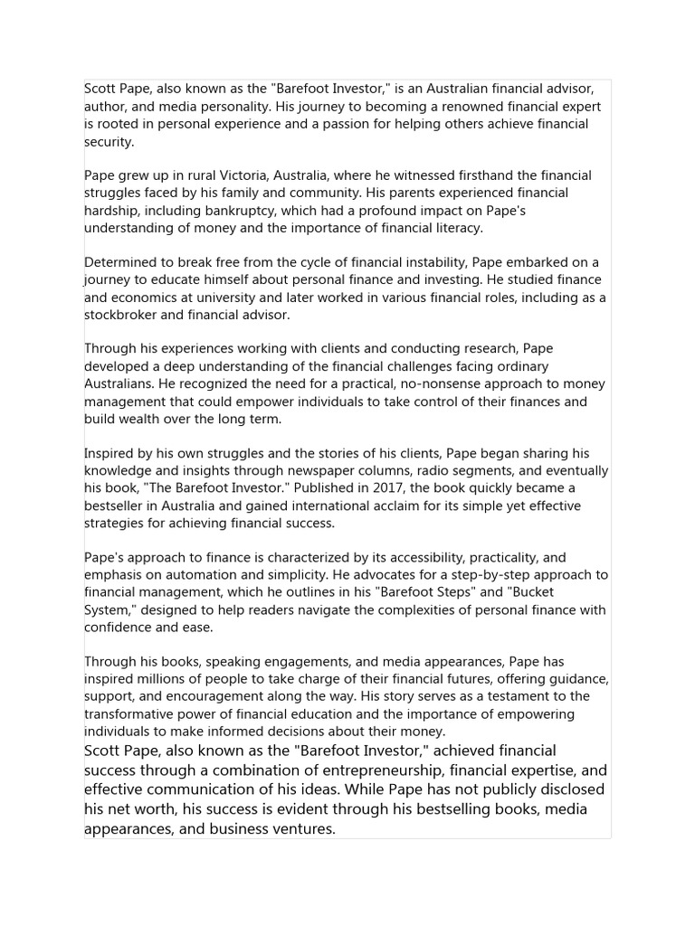 The Barefoot Investor 2 | PDF | Entrepreneurship | Private Sector The Barefoot Investor 2 | PDF | Entrepreneurship | Private Sector