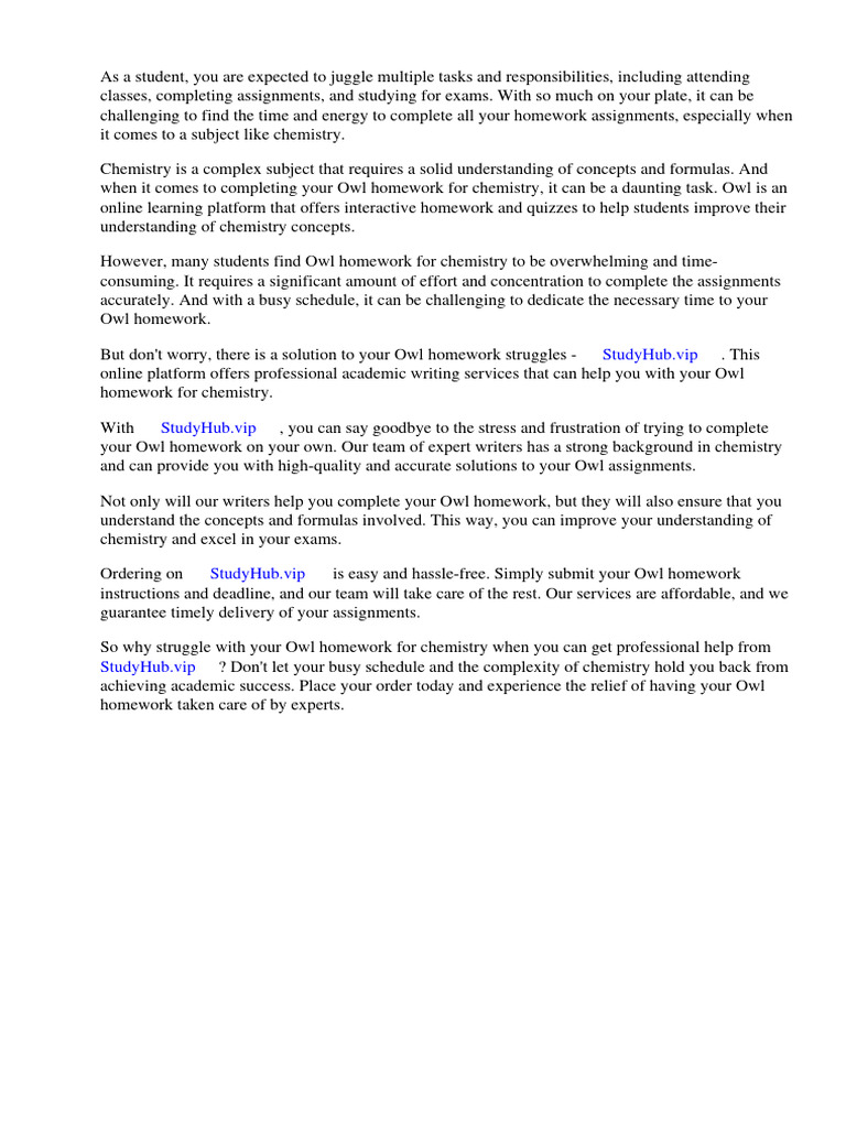 Owl Homework For Chemistry | PDF | Homework | Chemical Compounds
