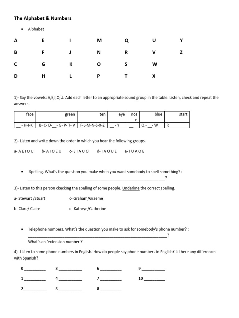 ELEMENTARY Alphabet & Numbers | PDF | Graphemes | Writing