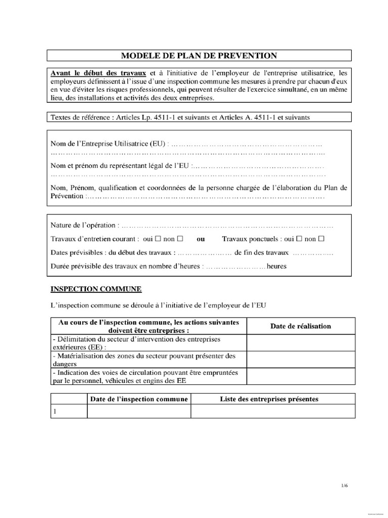 Modele Plan Prevention - Dtrav v9 | PDF