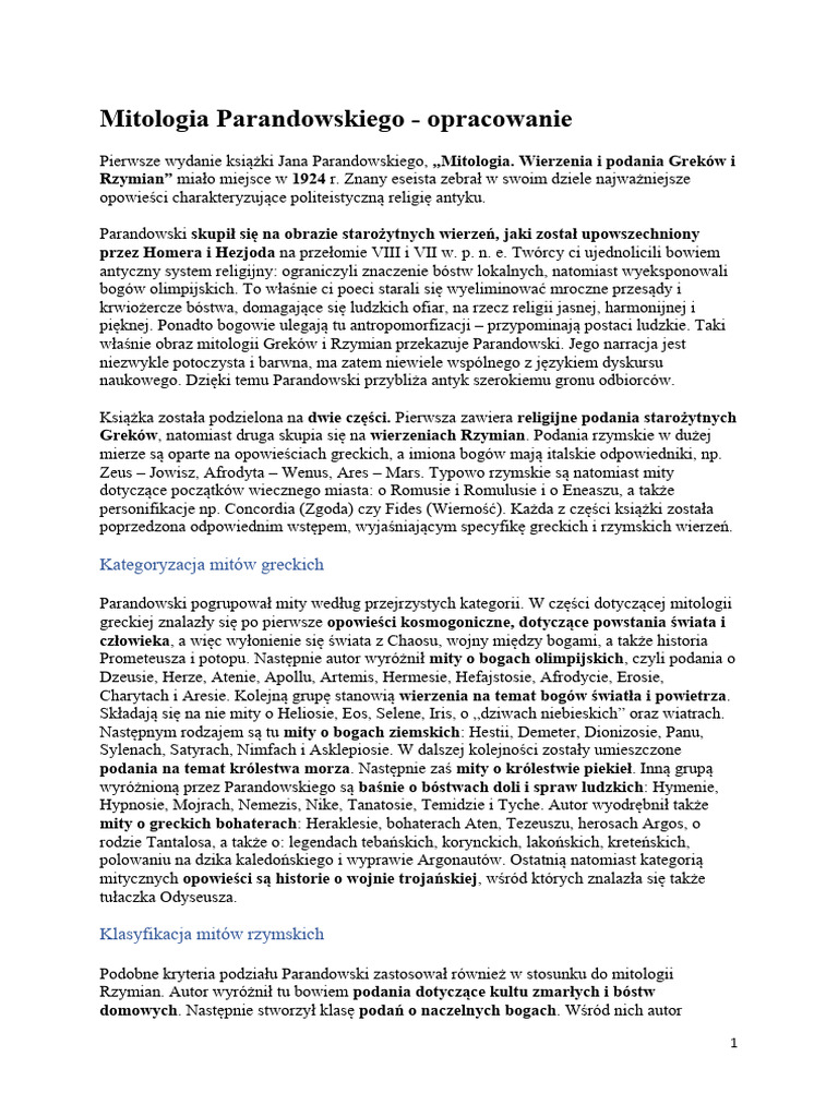 Mitologia Parandowskiego | PDF