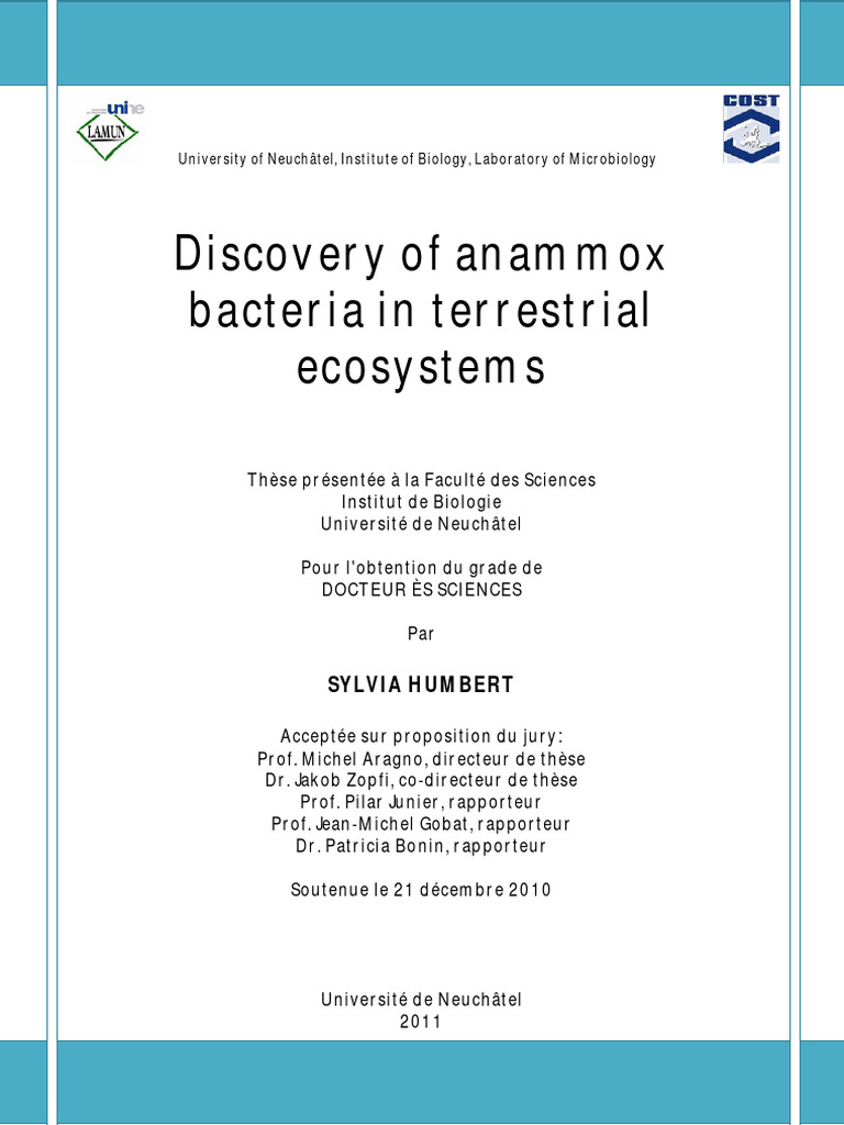 HUMBERT 2011 Discovery of Anammox Bacteria in Terrestrial Ecosystems ...