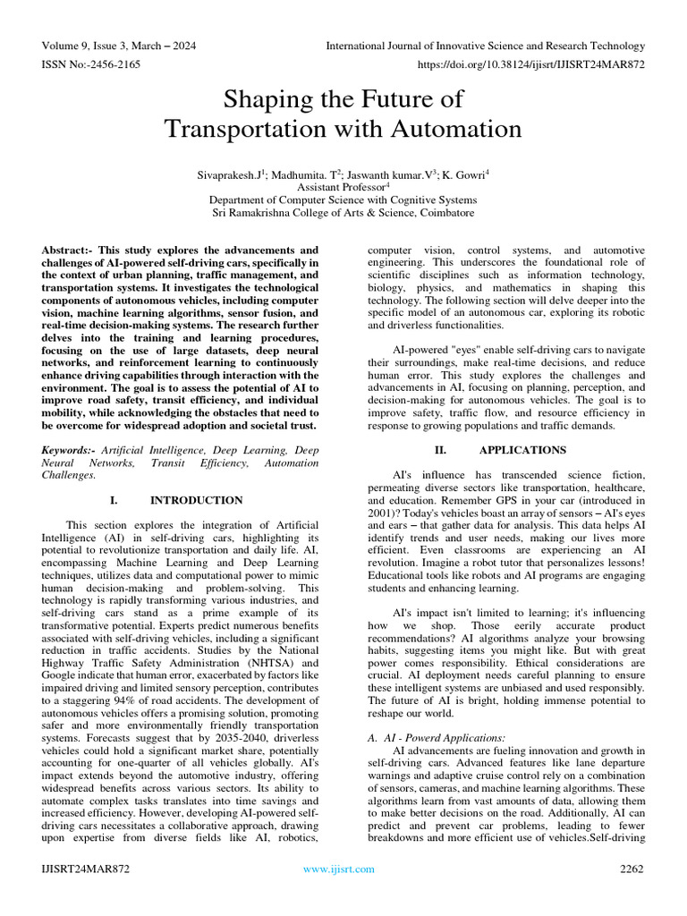 Shaping the Future of Transportation with Automation | PDF | Artificial Intelligence ...