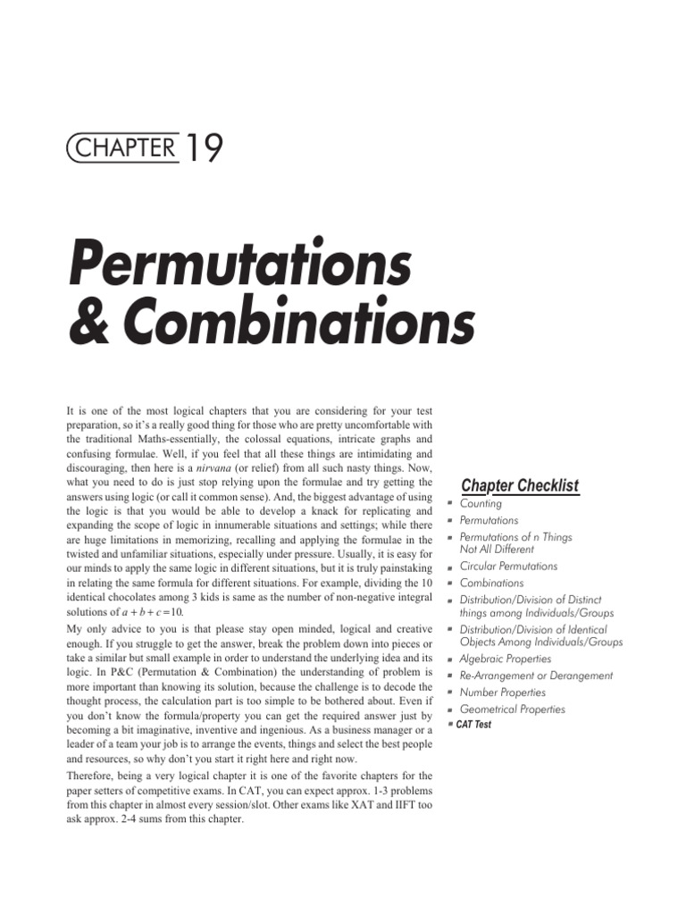 Logical Approach to Permutations & Combinations | PDF | Consonant | Permutation