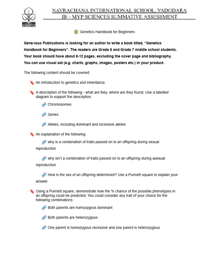 MYP 3 SA - Genetics - Crit A and D | PDF | Zygosity | Dominance (Genetics)