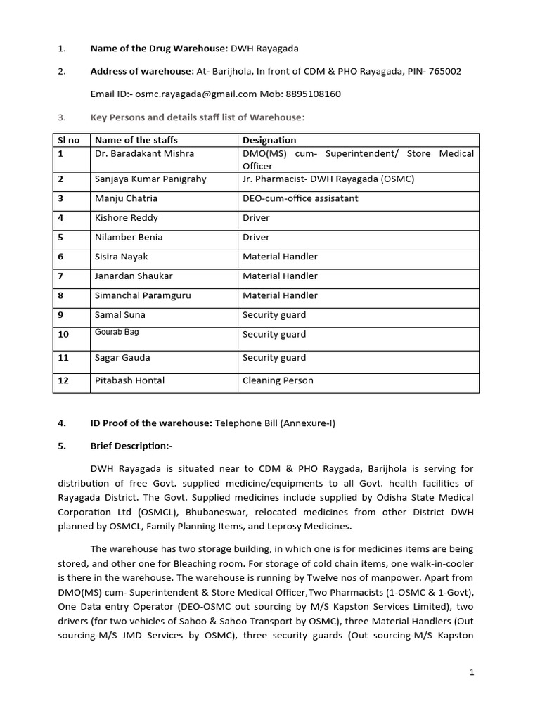 ISO DWH Rayagada 2024 | PDF | Warehouse
