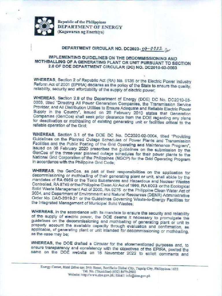 DC2023-07-0022-Decommissioning and Mothballing | PDF