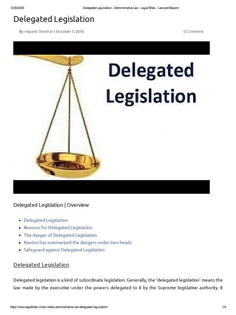 Delegated Legislation - Administrative Law - Legal Bites - Law and ...