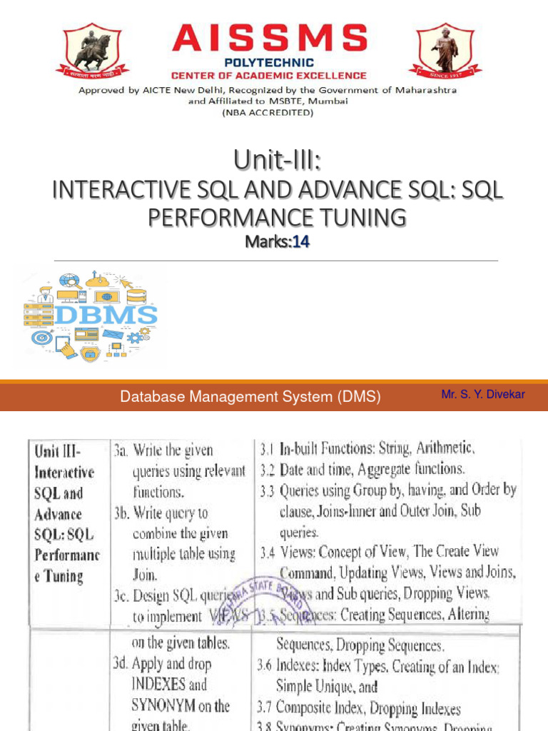 DMS (22319) - Chapter 3 Notes | PDF | Database Index | Table (Database)
