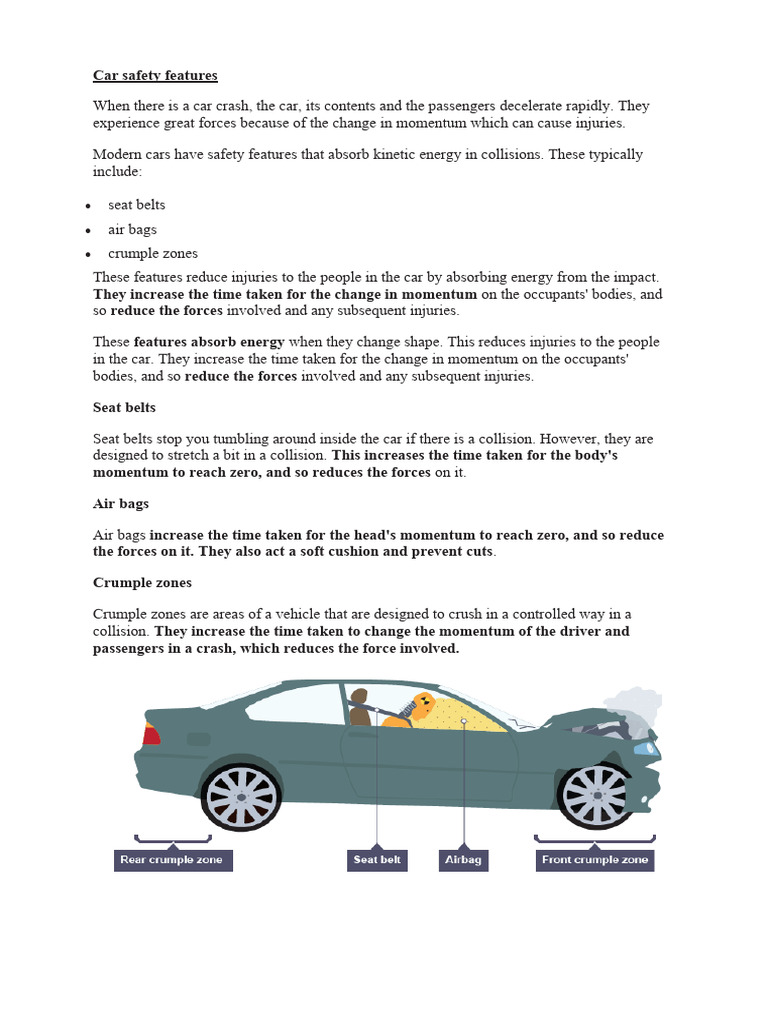 Safety Features of The Car | PDF | Airbag | Seat Belt