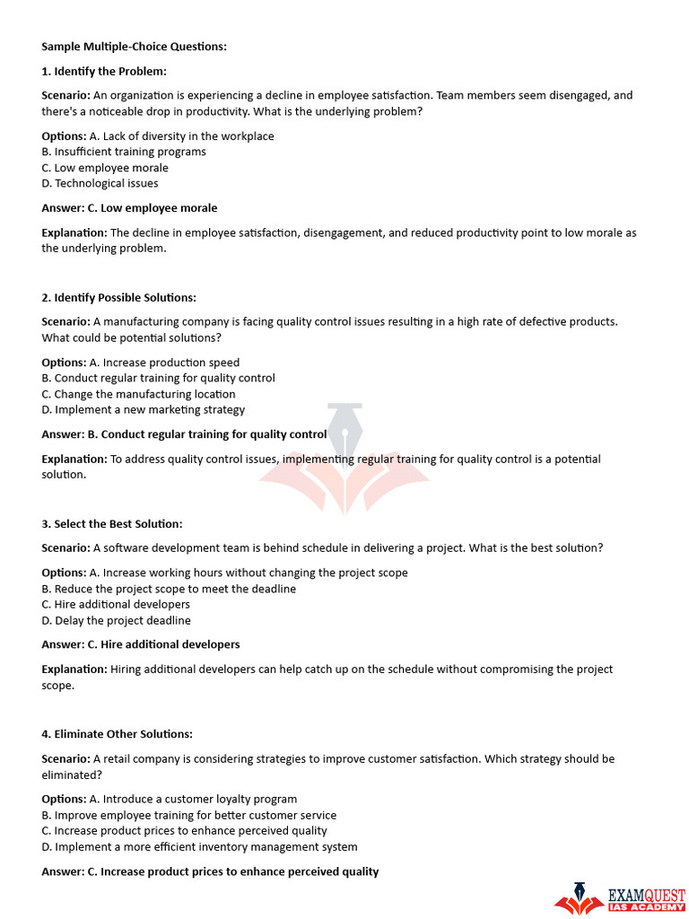 Decision Making Mock Questions | PDF | Software Development Process ...