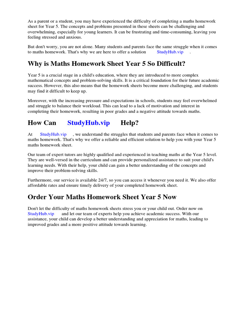 Maths Homework Sheet Year 5 Download Free Pdf Worksheet Mathematics